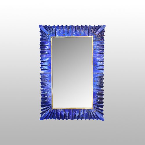 Modern Cobalt Blue Murano Glass Mirror