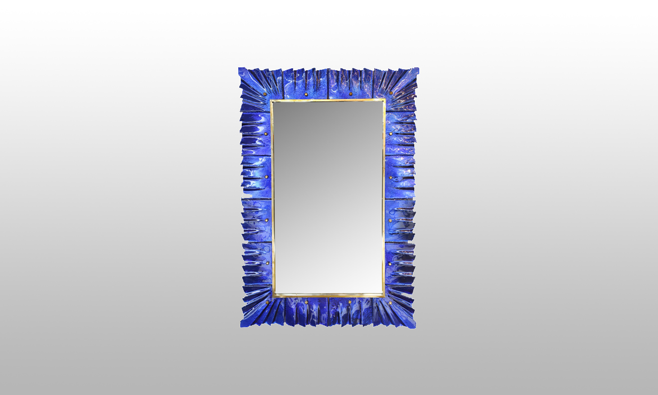 Modern Cobalt Blue Murano Glass Mirror